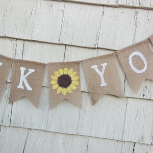 Sunflower Wedding Banner, Thank You Burlap Banner, Thank You Garland ...