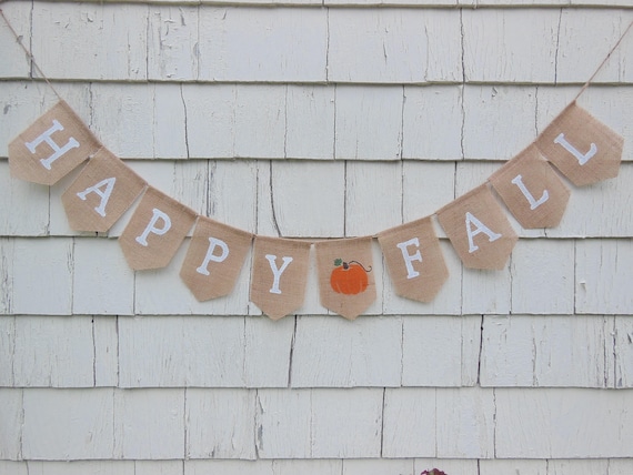 Happy Fall Burlap Banner Fall Bunting Fall Garland Happy | Etsy