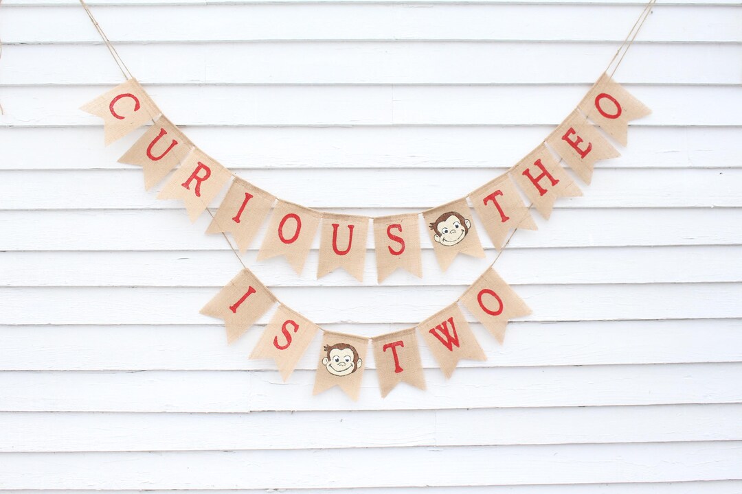 Custom Curious Birthday Banner, Curious Name is Two, Curious Second ...