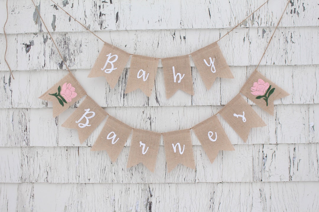 Custom Baby Name Banner, Floral Baby Shower Decorations, Floral Shower ...