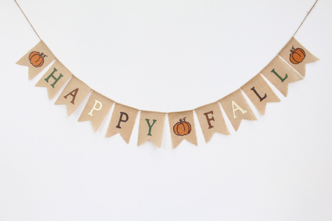 Happy Fall Burlap Banner, Rustic Fall Decorations, Autumn Burlap Banner ...