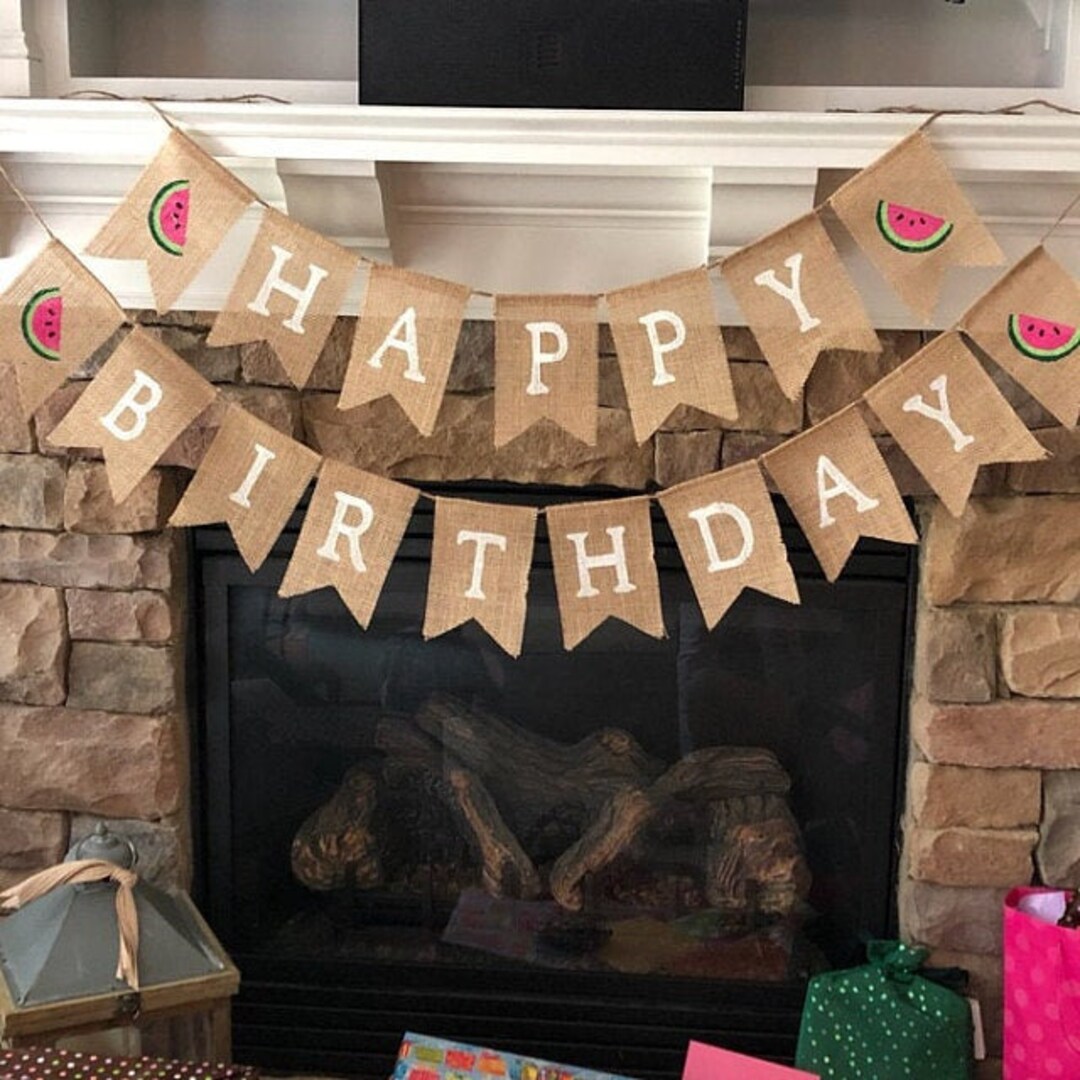 Watermelon Birthday Decorations, Custom Happy Birthday Banner ...