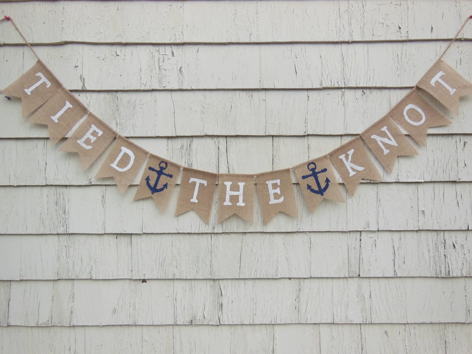 Tied the Knot Banner, Just Married Burlap Banner, Nautical Wedding ...