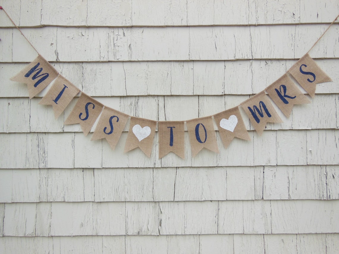 Miss to Mrs Banner, Navy Blue Bridal Shower Decor, Miss to Mrs Bunting ...