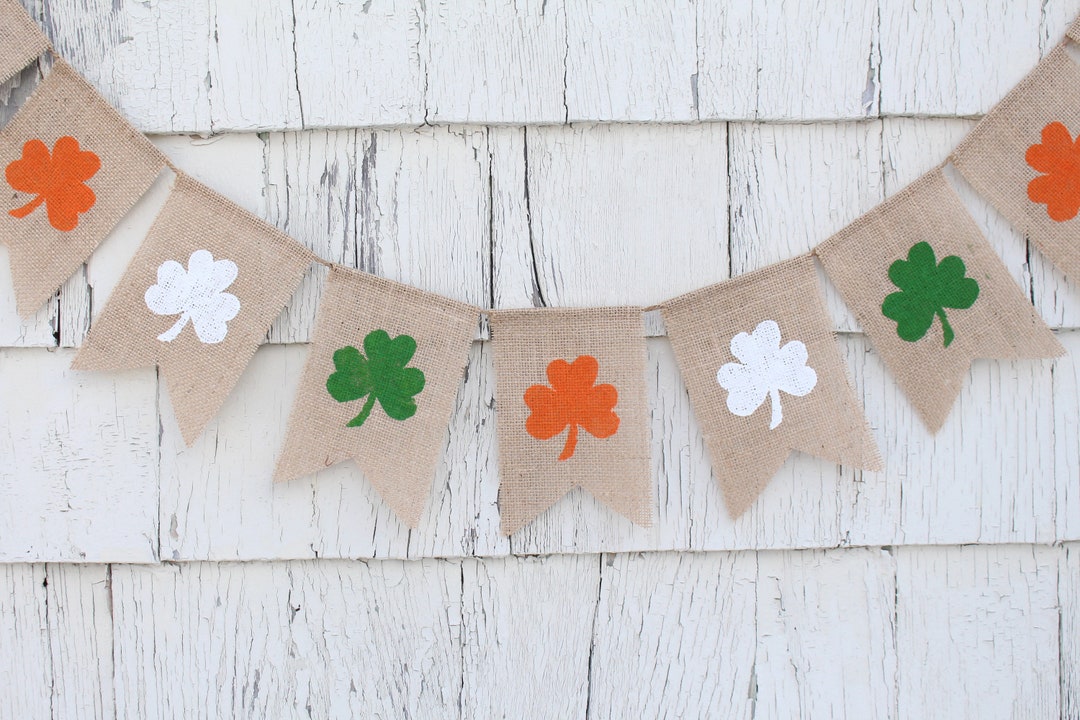 Shamrock Banner, St Patricks Day Banner, Shamrock Bunting Garland ...
