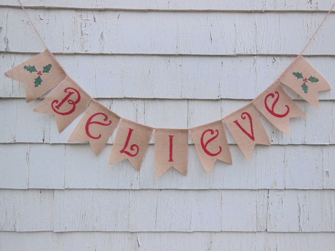 Believe Banner, Christmas Decor, Christmas Banner, Christmas Garland ...