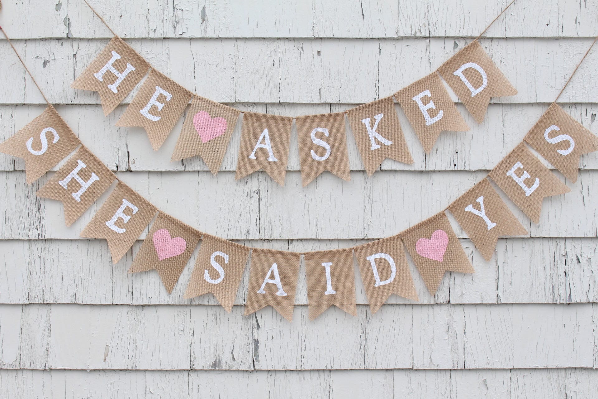 He Asked She Said Yes Burlap Banner Engagement Party Banner | Etsy