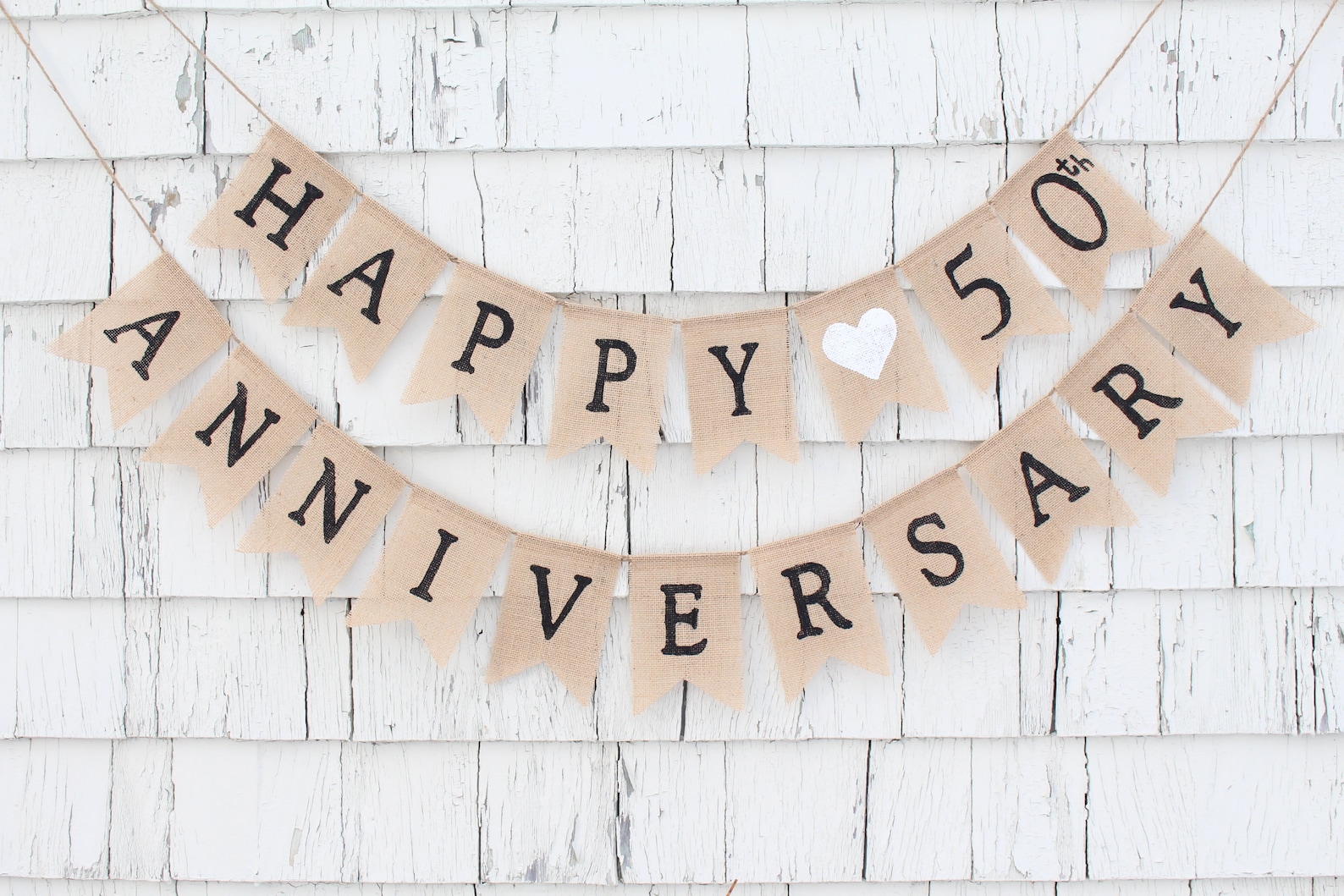 Happy Anniversary Burlap Banner, 50th Anniversary Party Decorations ...