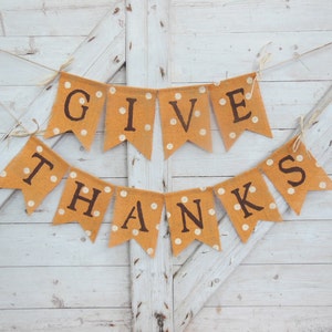 Thanksgiving Decor, Thanksgiving Banner, Give Thanks Burlap Banner ...