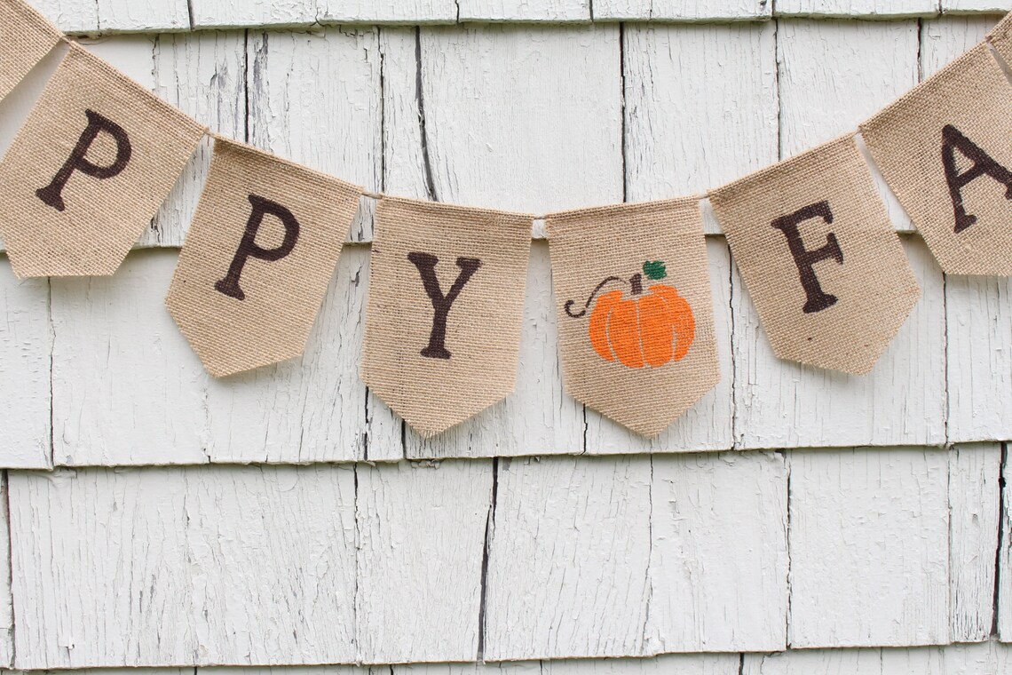 Happy Fall Burlap Banner Fall Bunting Fall Garland Happy | Etsy