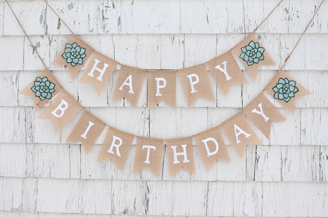Succulent Birthday Party Decorations, Greenery Birthday, Happy Birthday ...