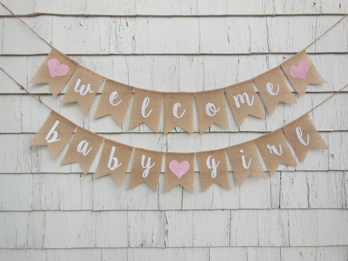 Welcome Baby Girl Banner Baby Girl Shower Decorations Baby - Etsy