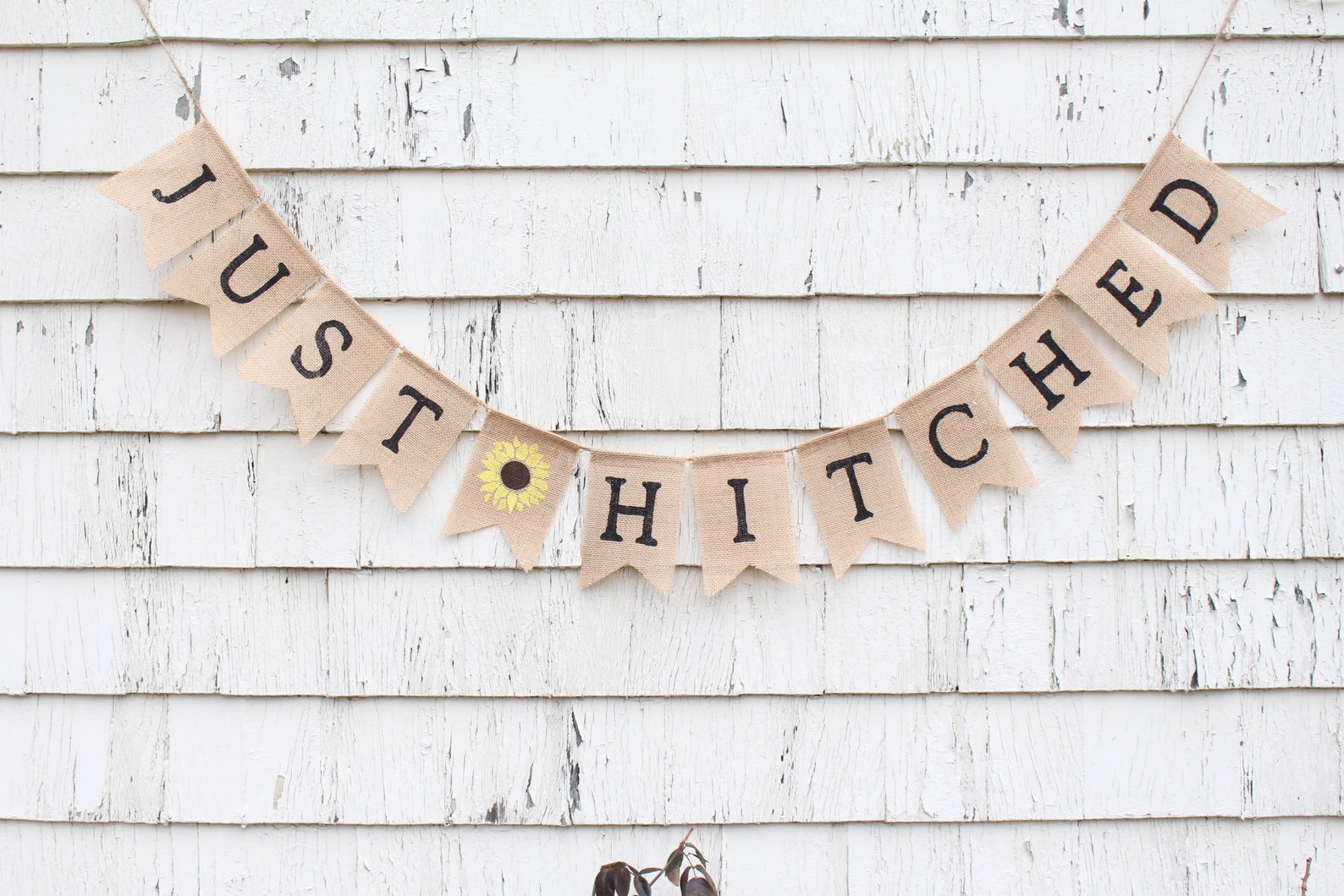 Just Hitched Banner Just Hitched Burlap Garland Just | Etsy