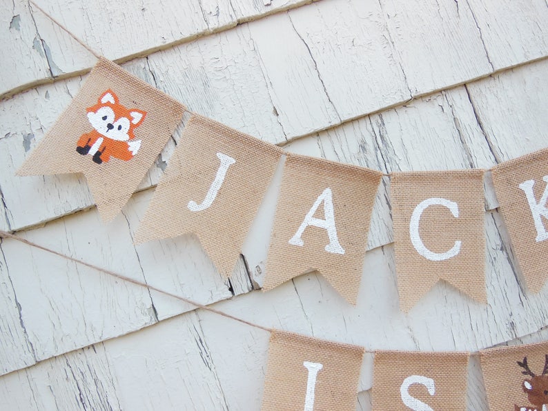 Woodland First Birthday Banner, Woodland Birthday Party Decorations ...