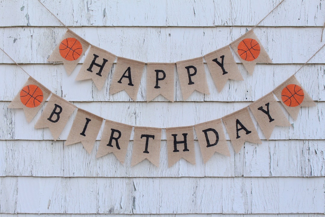 Basketball Birthday Banner, Happy Birthday Banner, Basketball Party ...