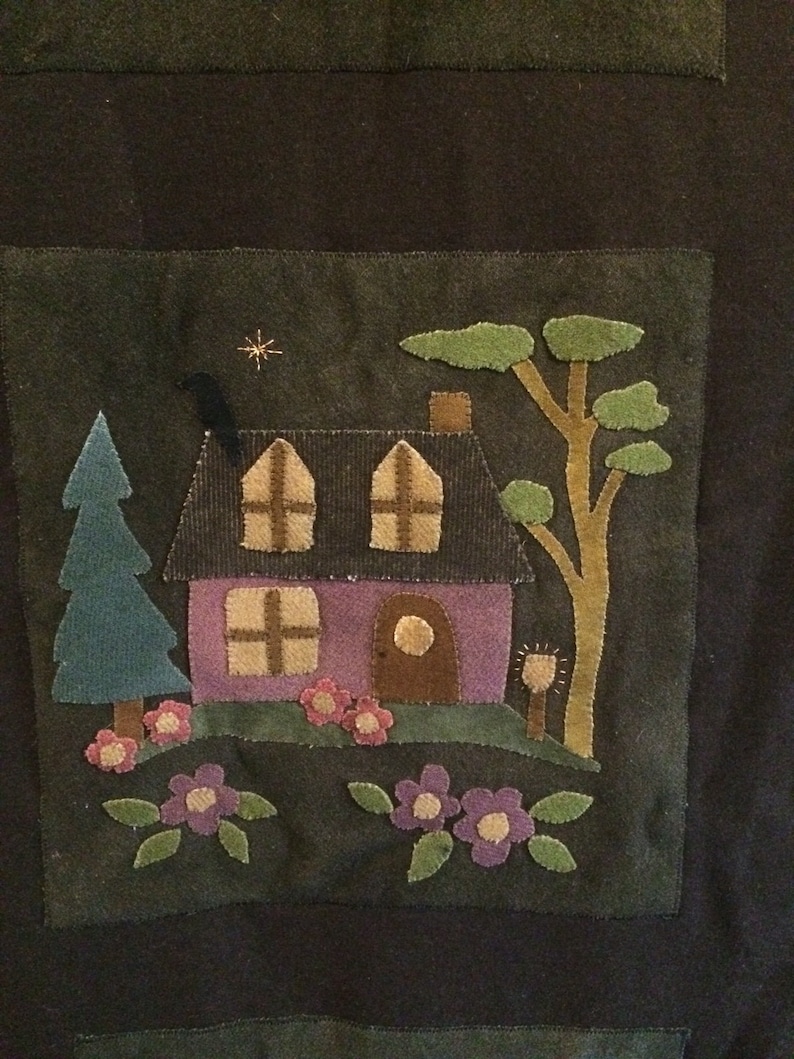 Crows in the Moonlight Primitive Wool Appliqué Digital Pattern PDF ...
