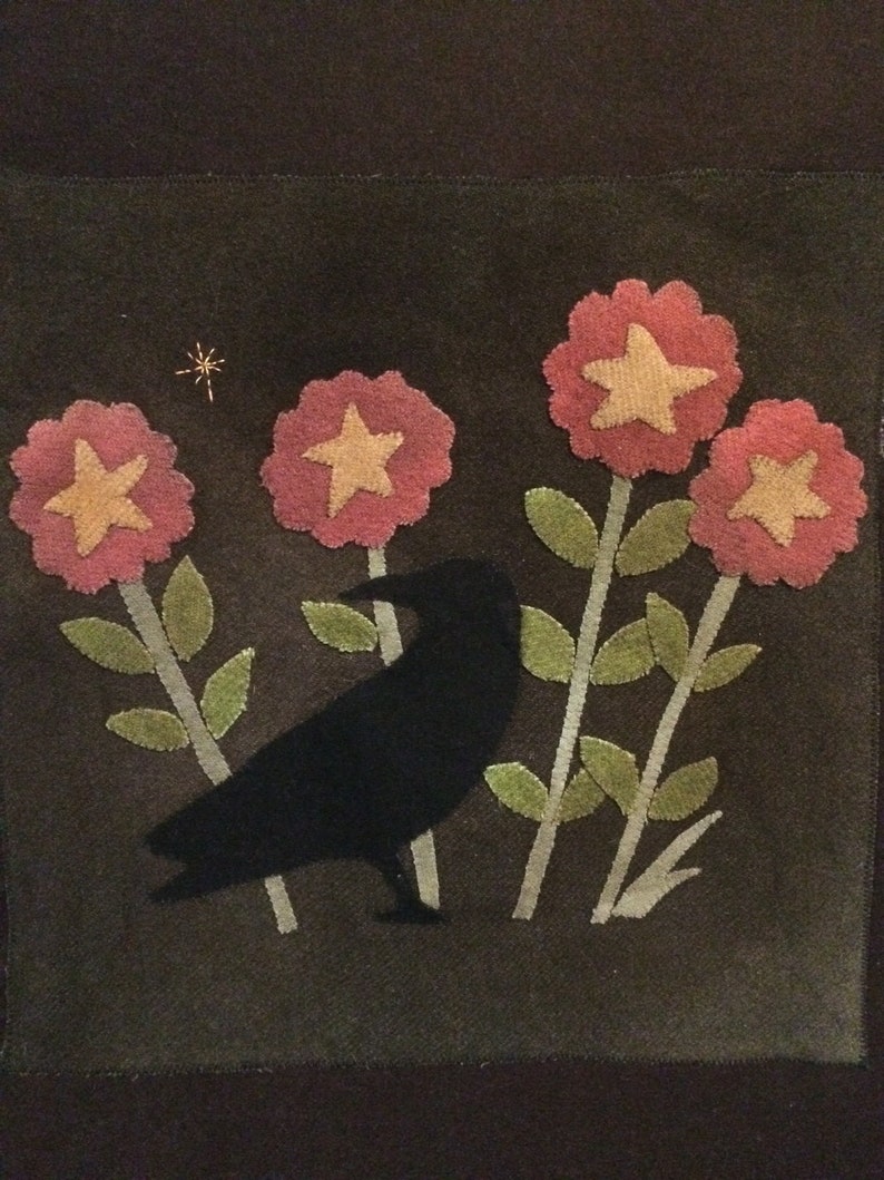 Crows in the Moonlight Primitive Wool Appliqué Digital Pattern PDF ...
