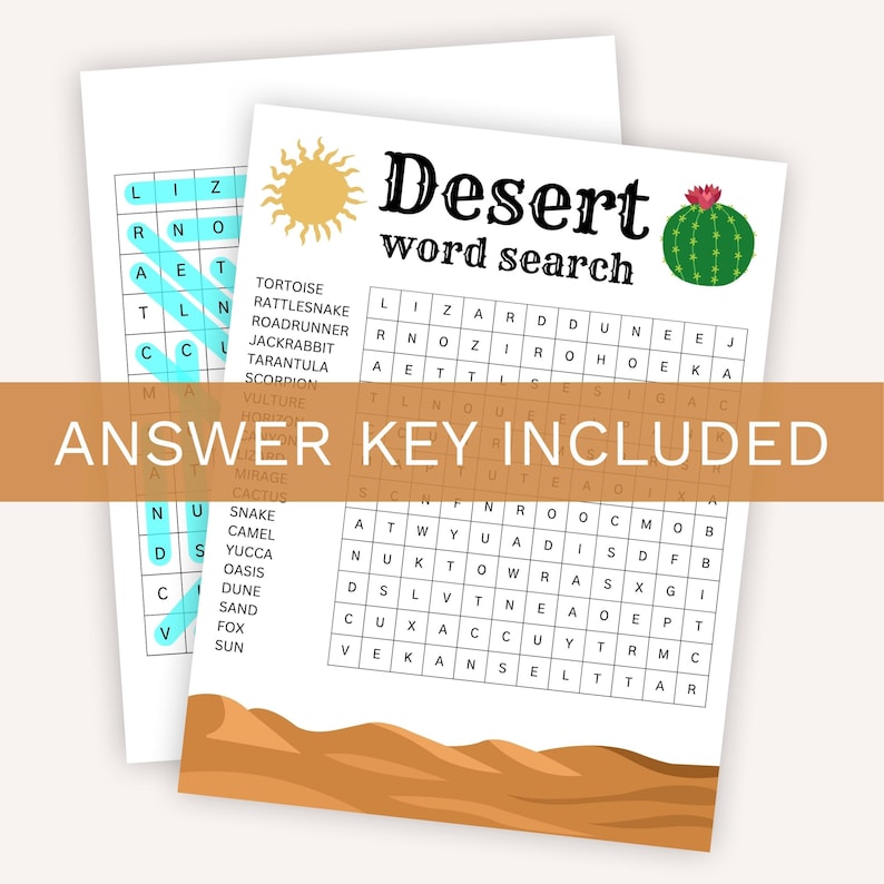 Word Search With Desert Animals, Travel Activities for Kids Games ...