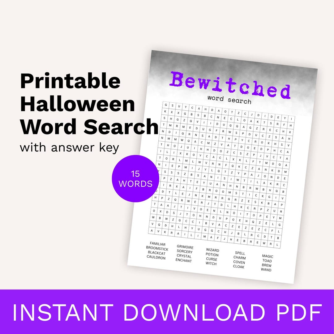 Halloween Word Search Game Printable, Fall Activities for Kids, Witchy ...