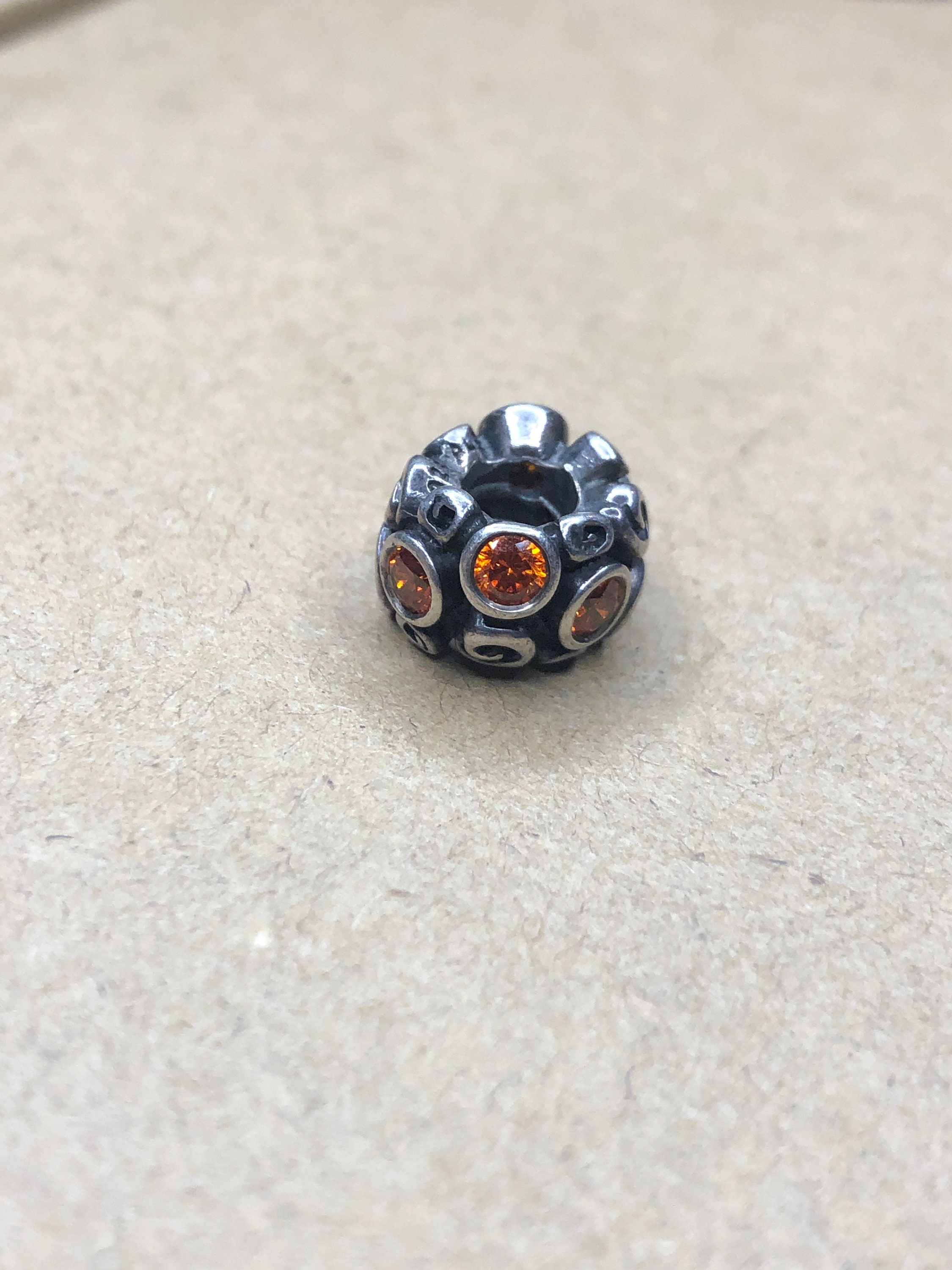 Authentic Pandora Spot & Swirl Orange CZ Charm Sterling Silver - Etsy UK
