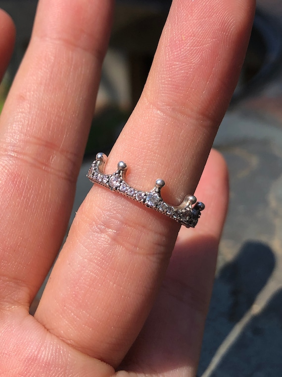 Authentic Pandora Clear Sparkling Crown Ring Size 52 … - Gem
