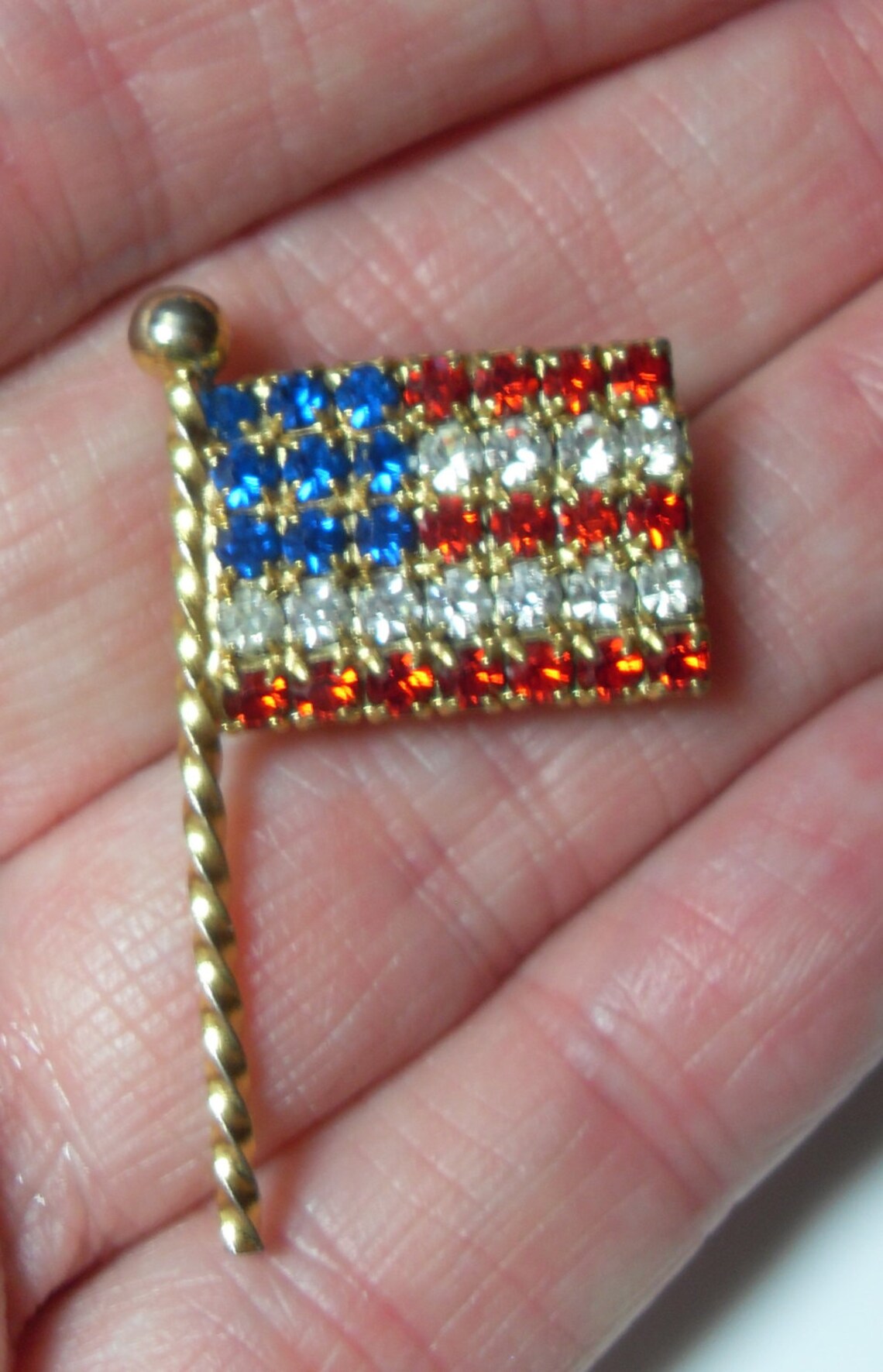 Rhinestone American Flag Patriotic Brooch USA Flag Rhinestone - Etsy