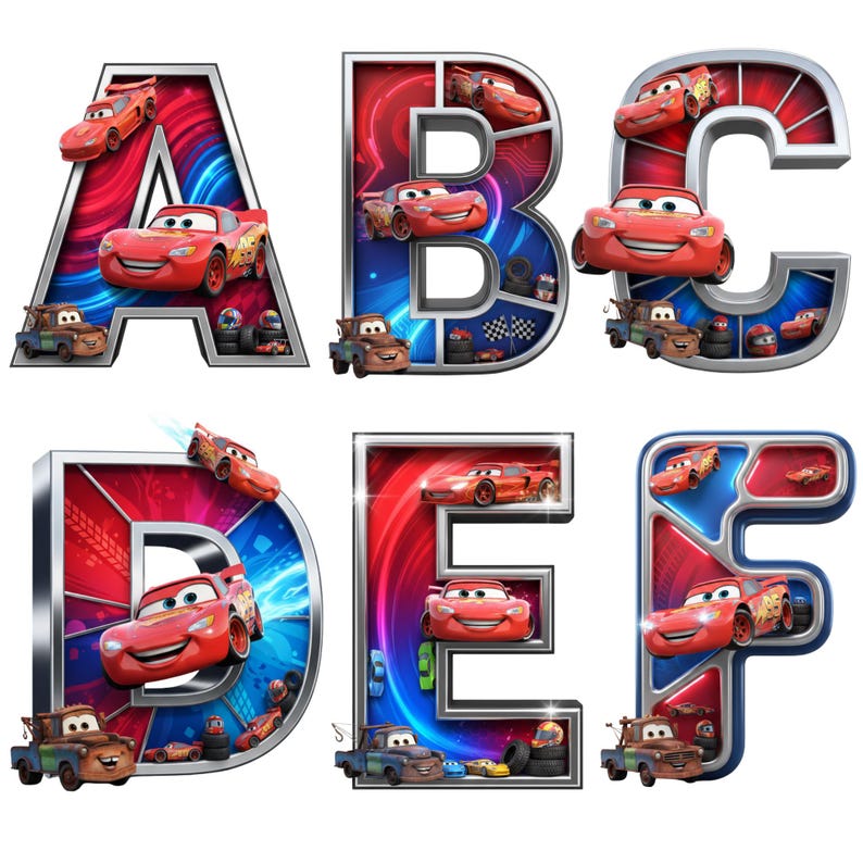 Lightning Mcqueen Inspired Alphabet & Number Set Bundle | Letters A-Z ...