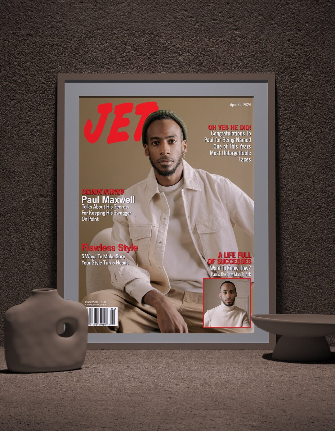 Personalized Black Lifestyle Magazine Cover, Custom Wall Art ...