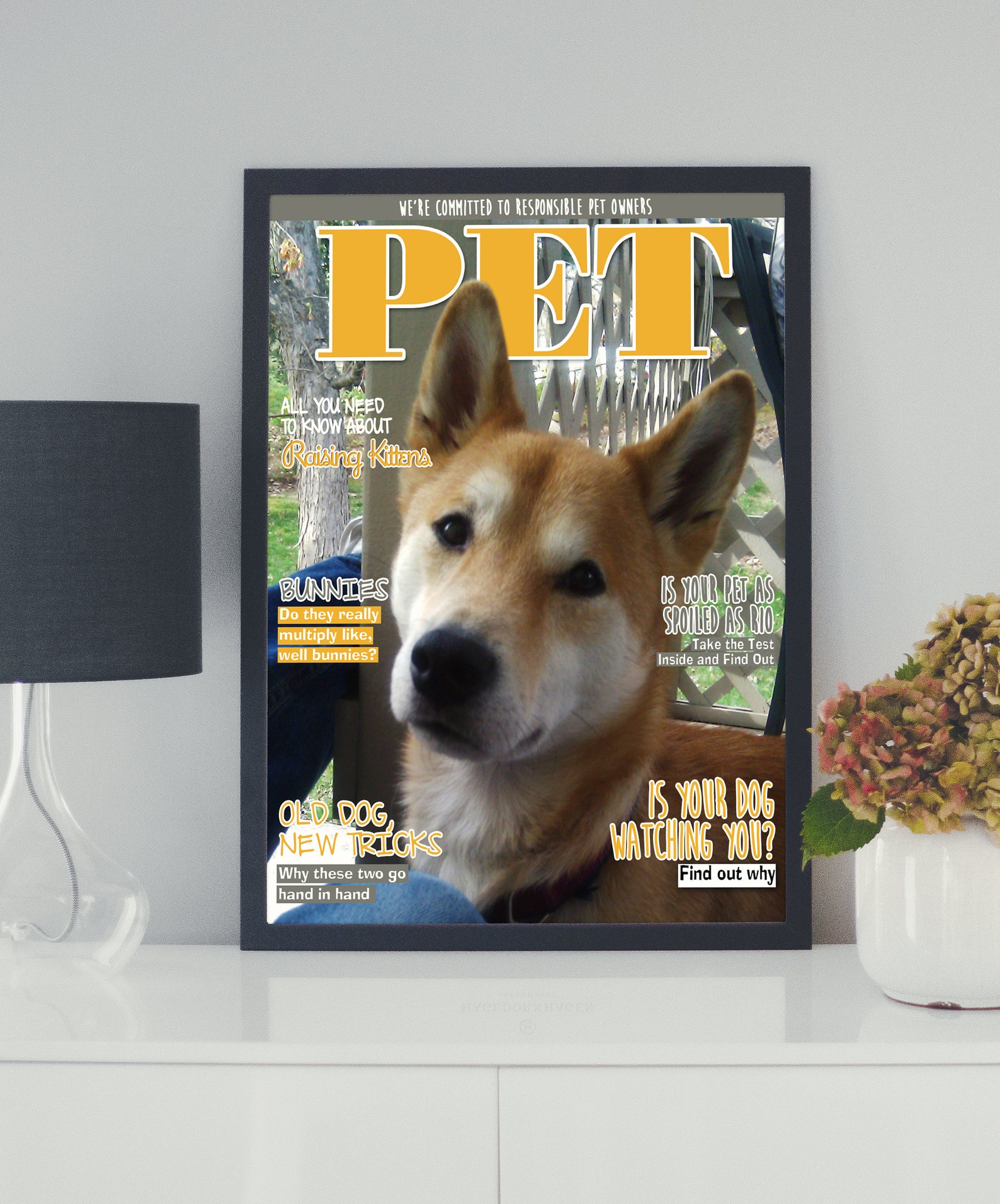 Personalized Pet Magazine Covers, Custom Pet Photo Gift, Dog, Cat Wall ...
