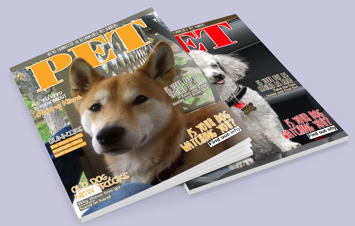 Personalized Pet Magazine Covers, Custom Pet Photo Gift, Dog, Cat Wall ...