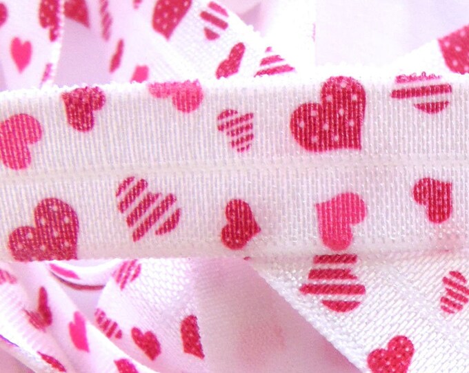 Heart Print Fold Over Elastic Valentines Day Elastic - Etsy