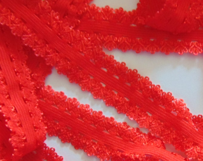 Red Picot Lace Elastic, 7/8" Soft Elastic, Sewing Supplies, Craft ...