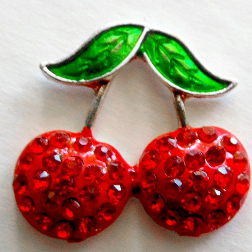 Cherry Rhinestone Cherry Charms Fruit Flatback Metal - Etsy