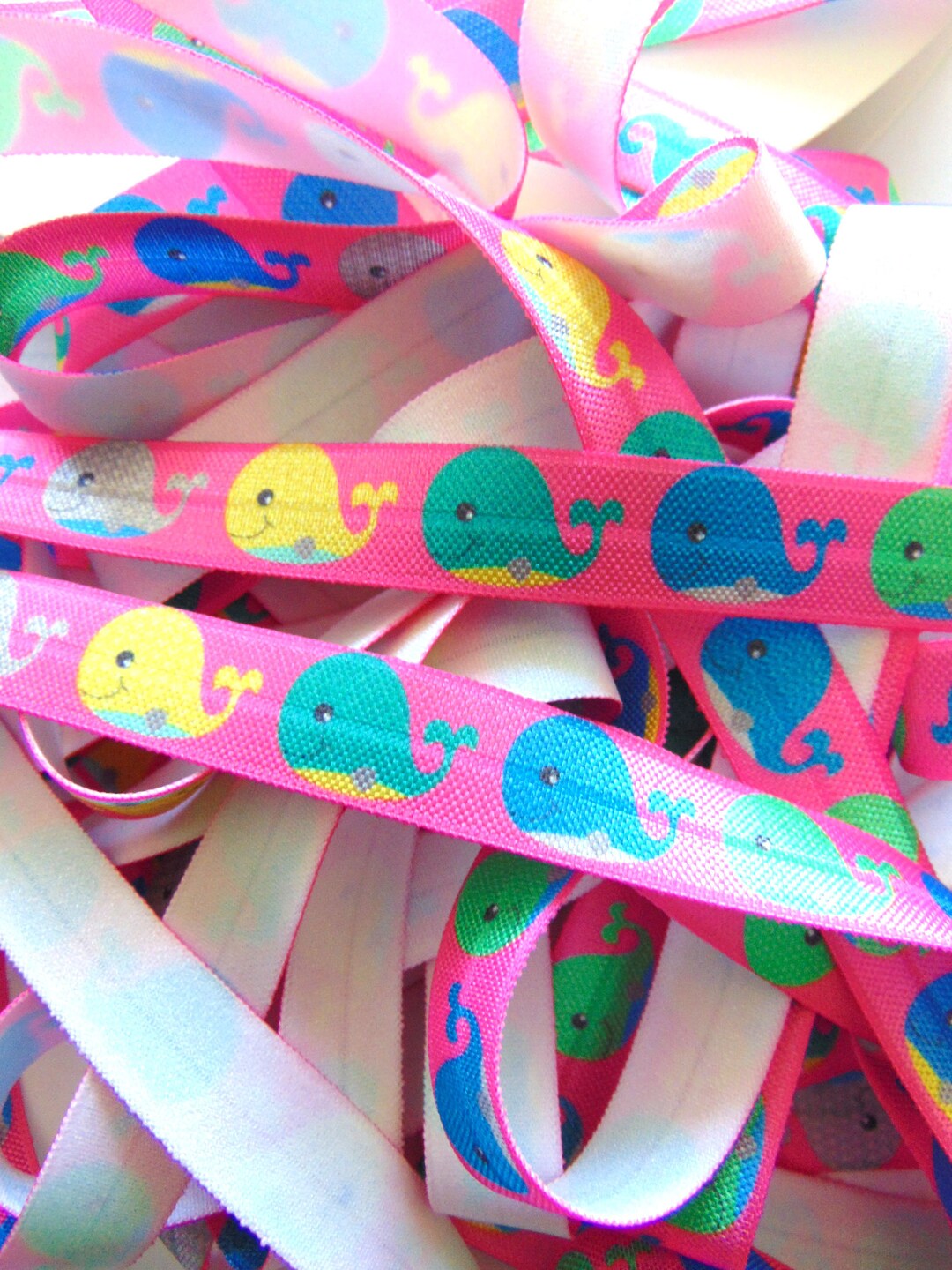 Whale Print Fold Over Elastic, 5/8 Inch FOE, Soft Printed Elastics ...