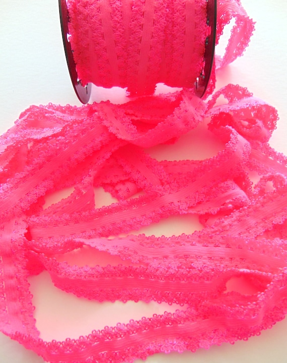 Neon Pink Picot Lace Elastic 7/8 Soft Elastic Sewing | Etsy