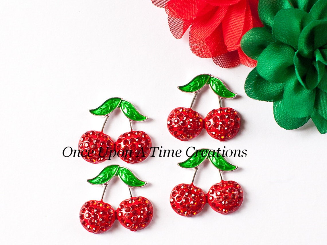 Cherry Rhinestone Cherry Charms Fruit Flatback Metal - Etsy
