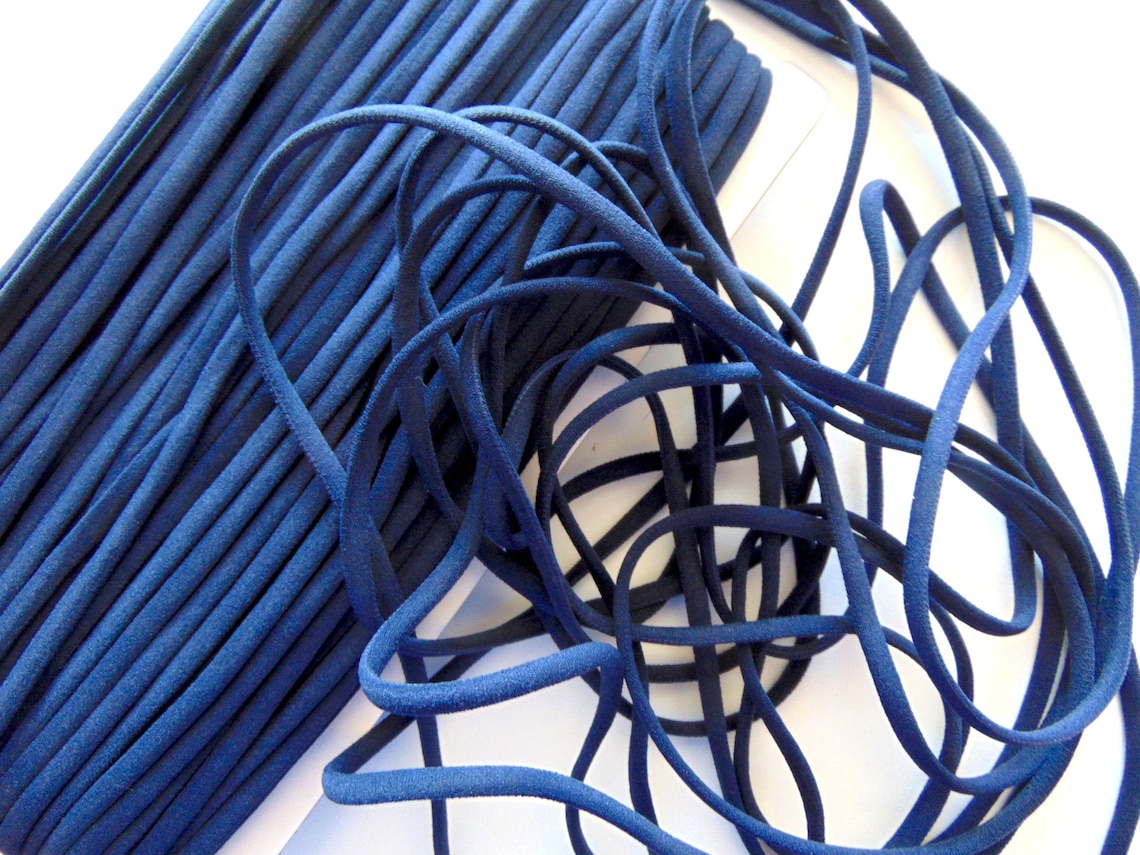Navy Blue Skinny Elastic 3/16 Soft Rounded Cord 5mm Stretch | Etsy
