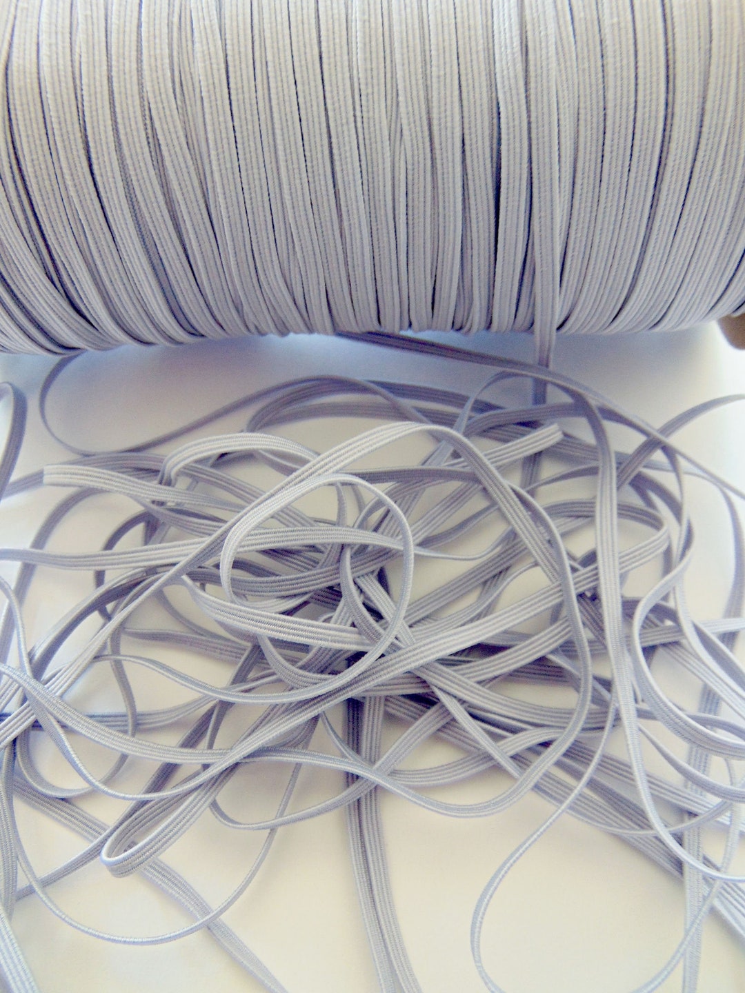 Light Gray Skinny Elastic, 1/8 Braided Elastic, Sewing Supplies, Craft ...