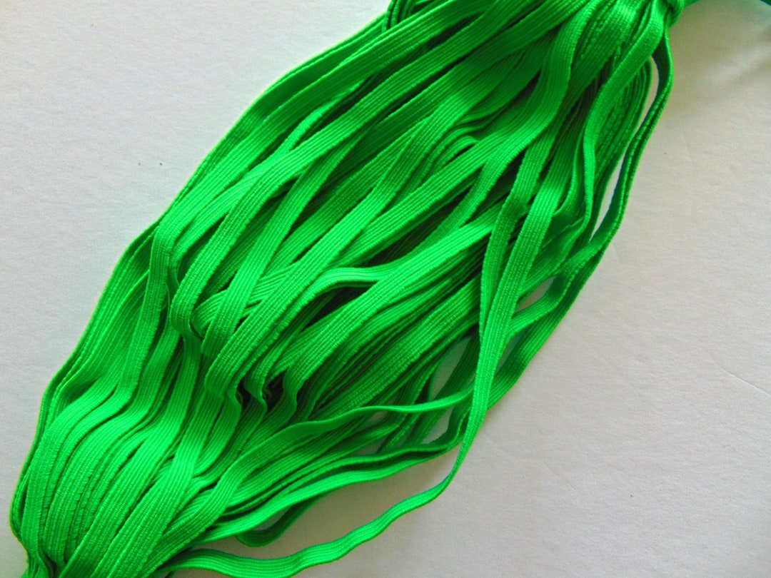 Lime Green Skinny Elastic, 1/4" Braided Elastic, Sewing Supplies, Craft ...