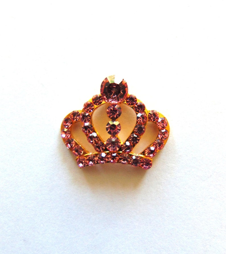 Pink Gold Crown Rhinestone Tiara Charm Princess Flat Back | Etsy