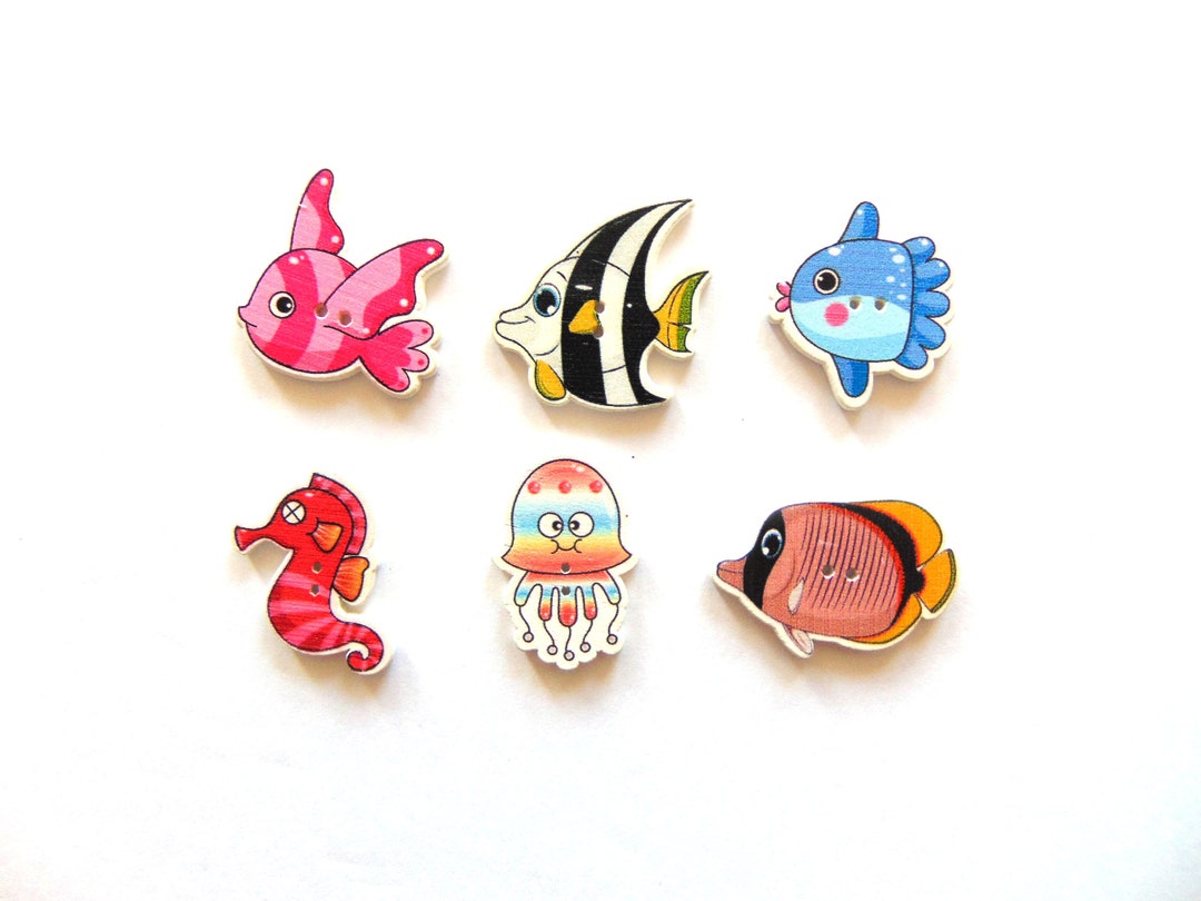 Fish Buttons, Grab Bag, Under the Sea Buttons, Ocean Creatures ...