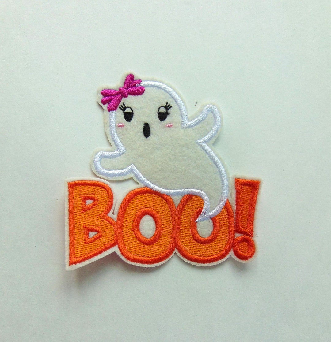 Ghost Iron on Patch, Boo, Halloween, Autumn DIY Clothing, Iron on Patch ...