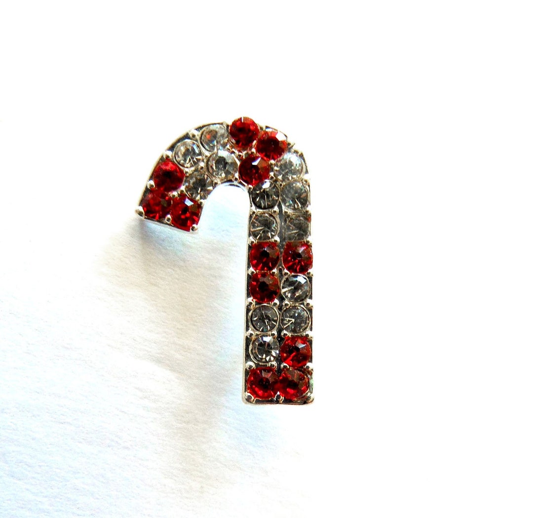 Candy Cane Metal Rhinestone Buttons - Candycane Christmas Holiday ...