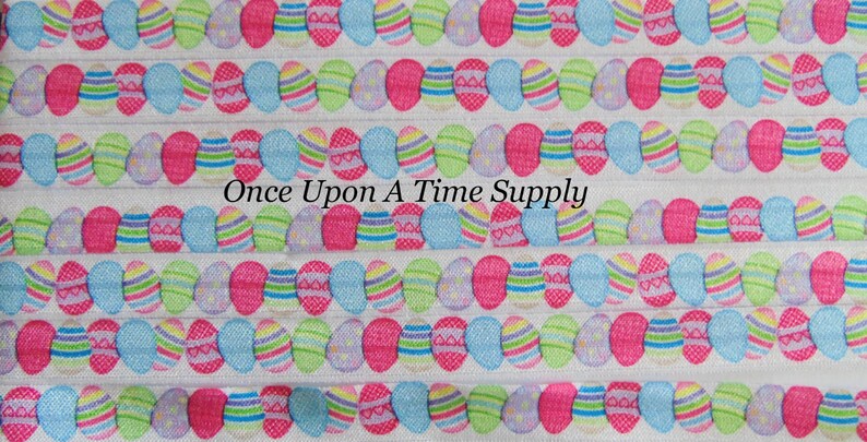 Easter Fold Over Elastic 5/8 FOE Easter Eggs Elastic - Etsy