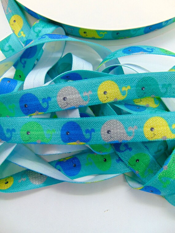 Whale Print Fold Over Elastic 5/8 inch FOE Soft Printed | Etsy