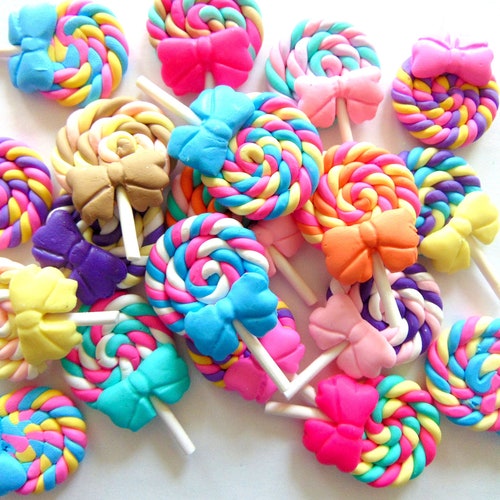 Grab Bag of Lollipop Charms Swirl Lollipops Hair Bow - Etsy