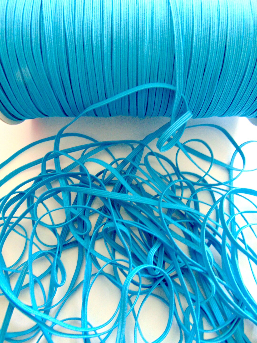 Turquoise Blue Skinny Elastic, 1/8 Braided Elastic, Sewing Supplies ...
