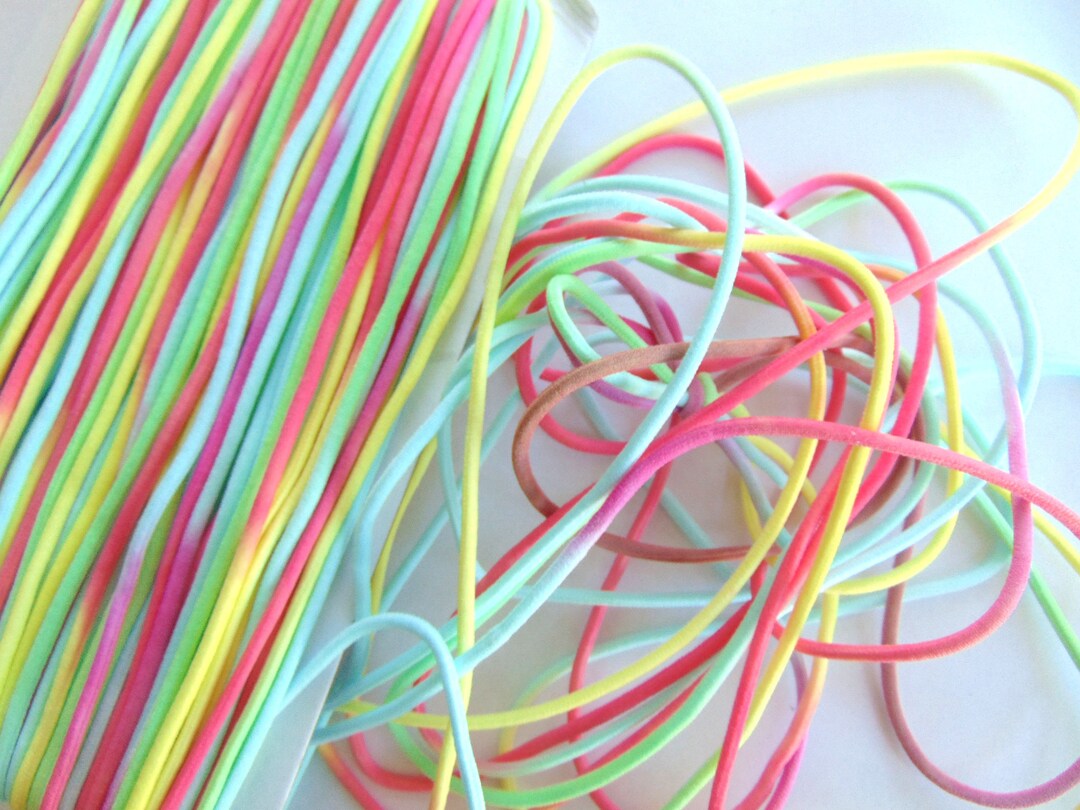 Rainbow Elastic Cord, 1/8" Round Skinny Elastic, Kids Soft 3mm Elastic ...