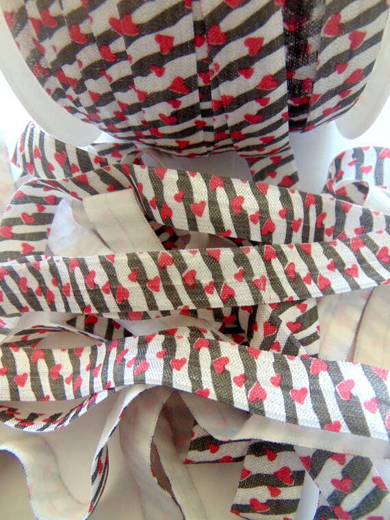 Zebra Heart Print Fold Over Elastic 5/8 inch FOE Soft | Etsy