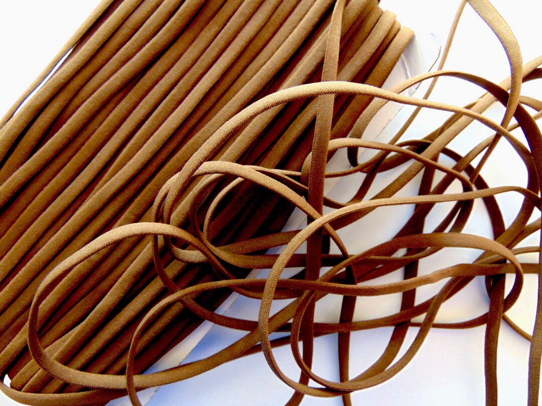 Brown Skinny Elastic, 3/16 Rounded Cord, Soft 5mm Stretch Elastic Cord ...